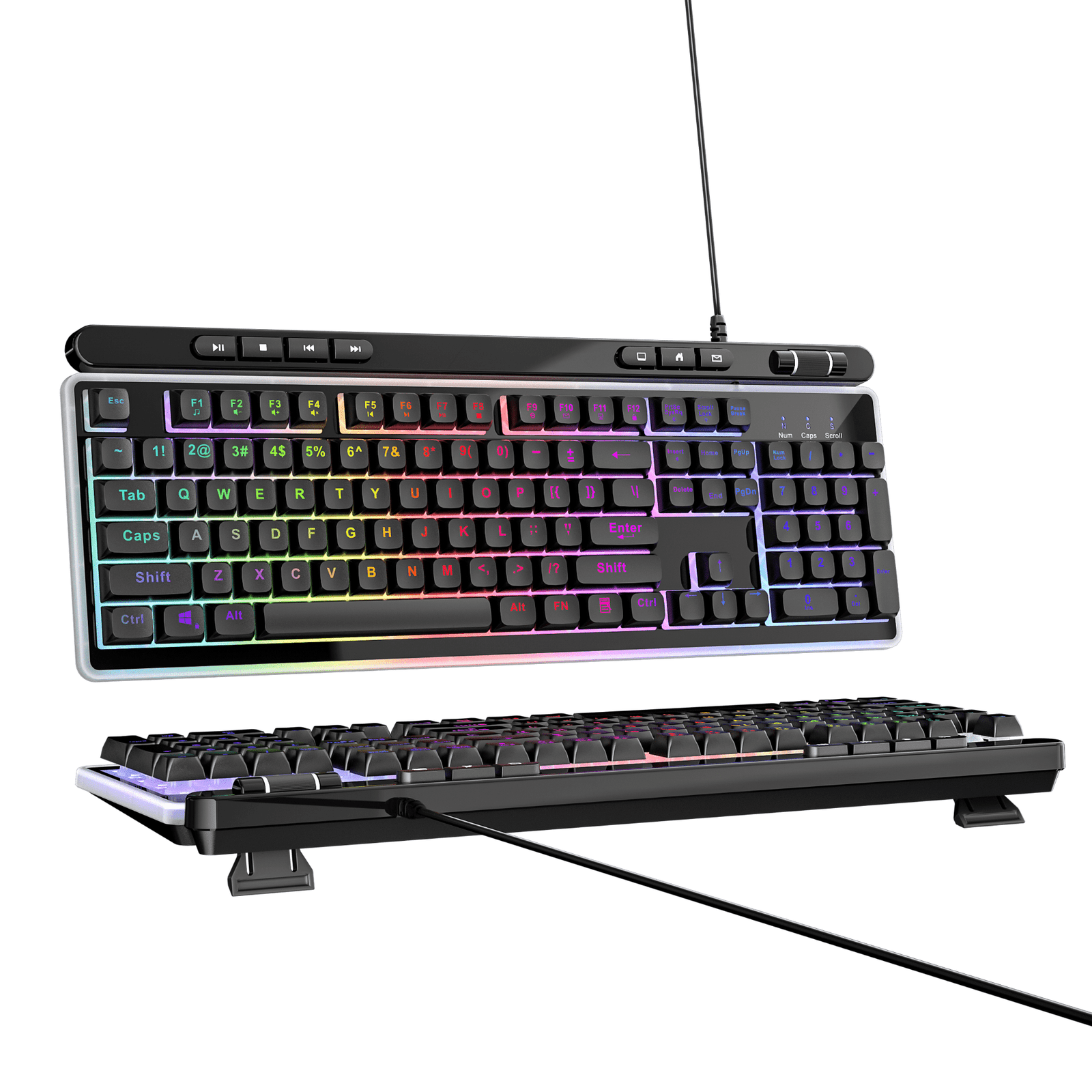 104 Keys RGB Waterproof Membrane Gaming Wired Keyboard